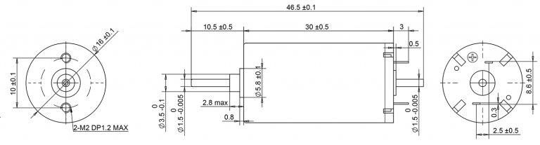 16mm coreless dc motor - dual shaft 1630 series - RIC MOTOR